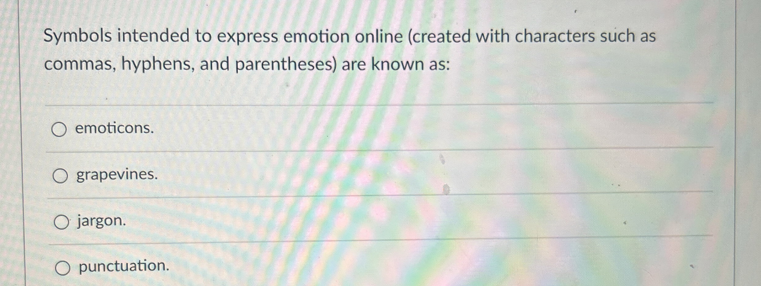 Solved Symbols intended to express emotion online (created | Chegg.com