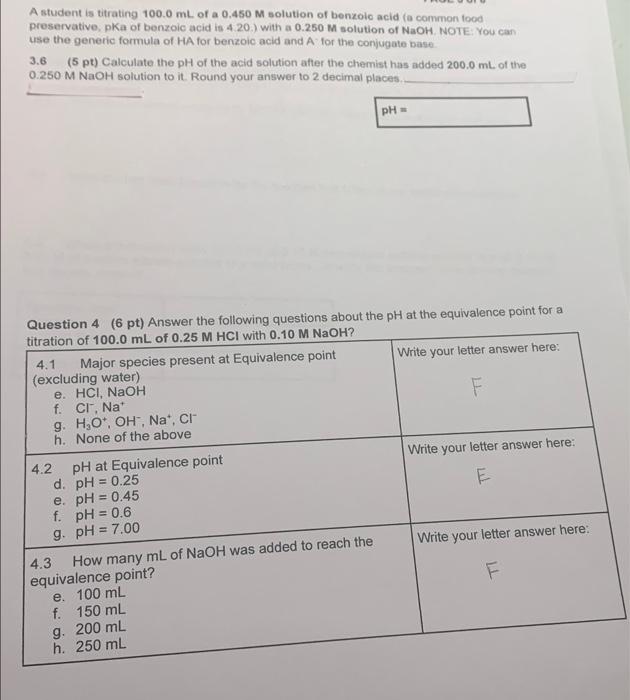 Solved A student is titrating 100.0 mL of a 0.450M solution | Chegg.com