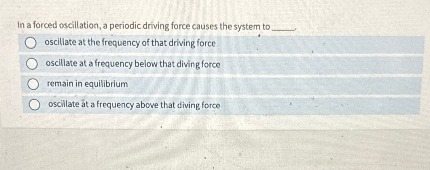Solved In a forced oscillation, a periodic driving force | Chegg.com