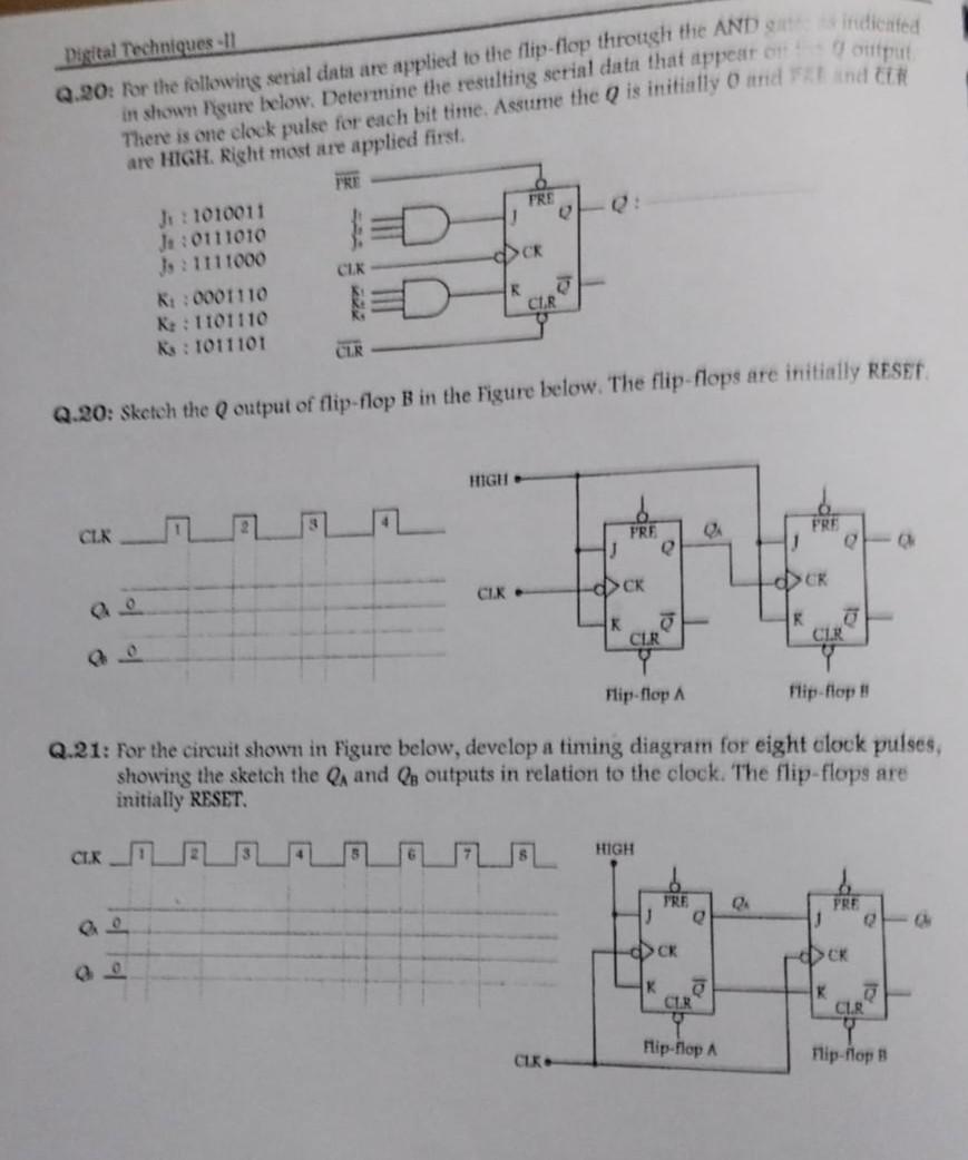 Solved Disital Techniques - 11 Q.20: For the following | Chegg.com
