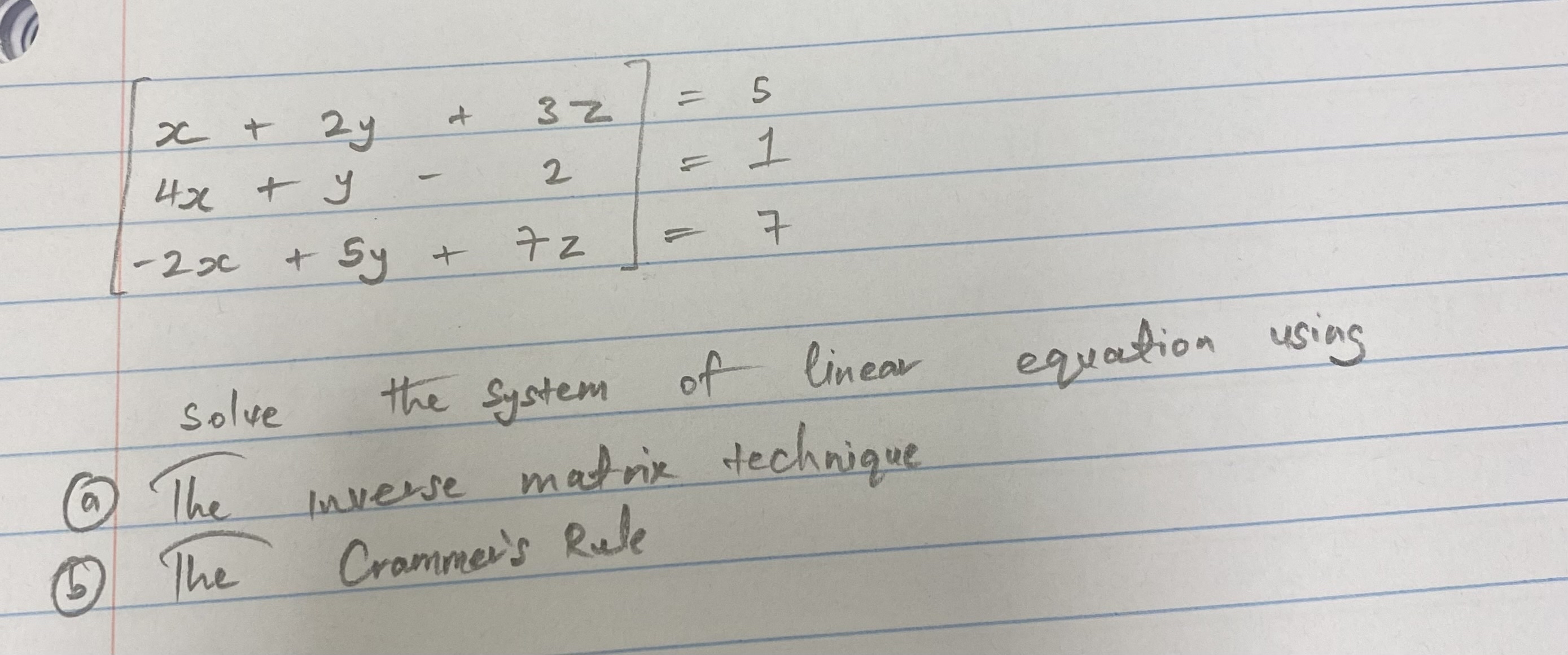 Solved Solve the system of linear equation using(a) ﻿The | Chegg.com