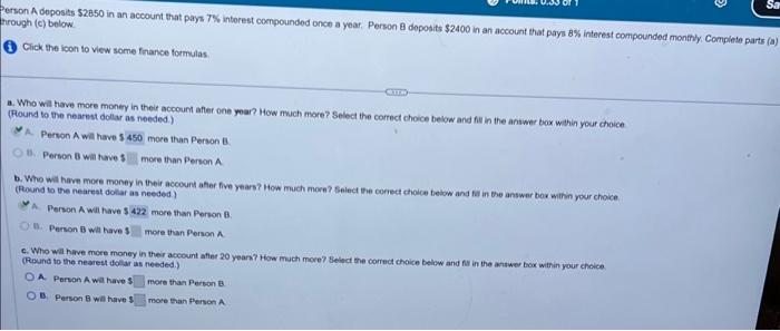 Solved erson A deposits $2850 in an account that pays 7% | Chegg.com