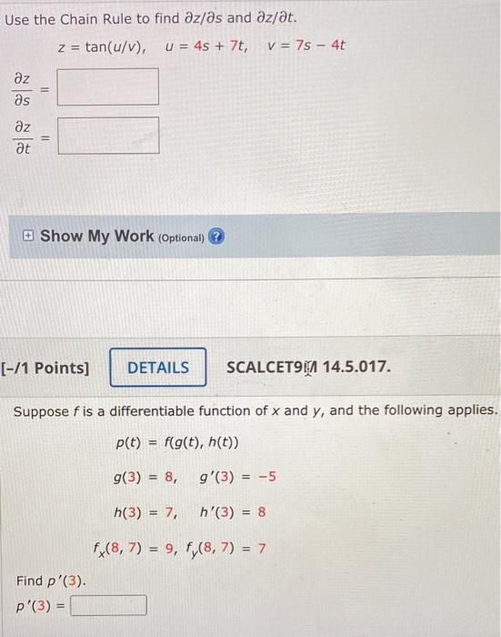 Solved Use the Chain Rule to find ∂z/∂s and ∂z/∂t | Chegg.com