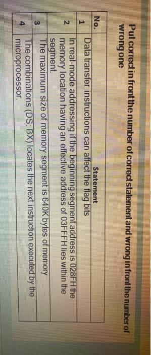 Solved Put correctinfront the number ofcorrect statement and | Chegg.com