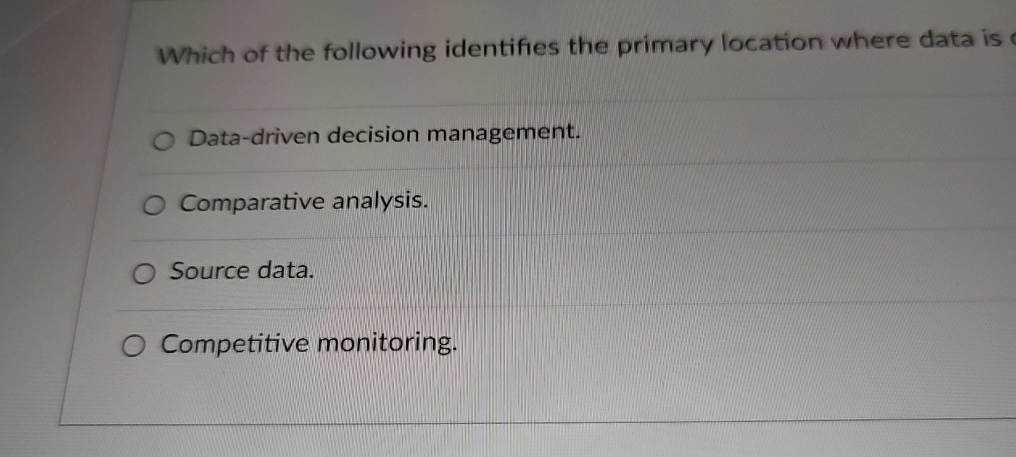 Solved Which of the following identifies the primary | Chegg.com