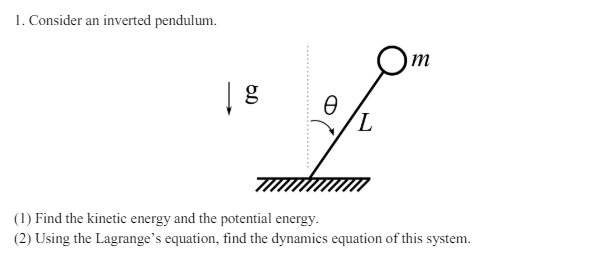 Solved Consider an inverted pendulum.(1) ﻿Find the kinetic | Chegg.com