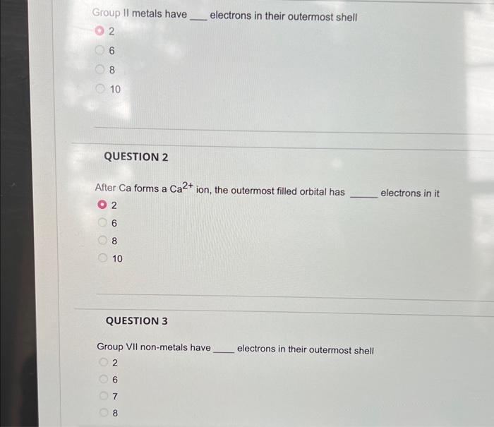 Solved Group II metals have electrons in their outermost | Chegg.com