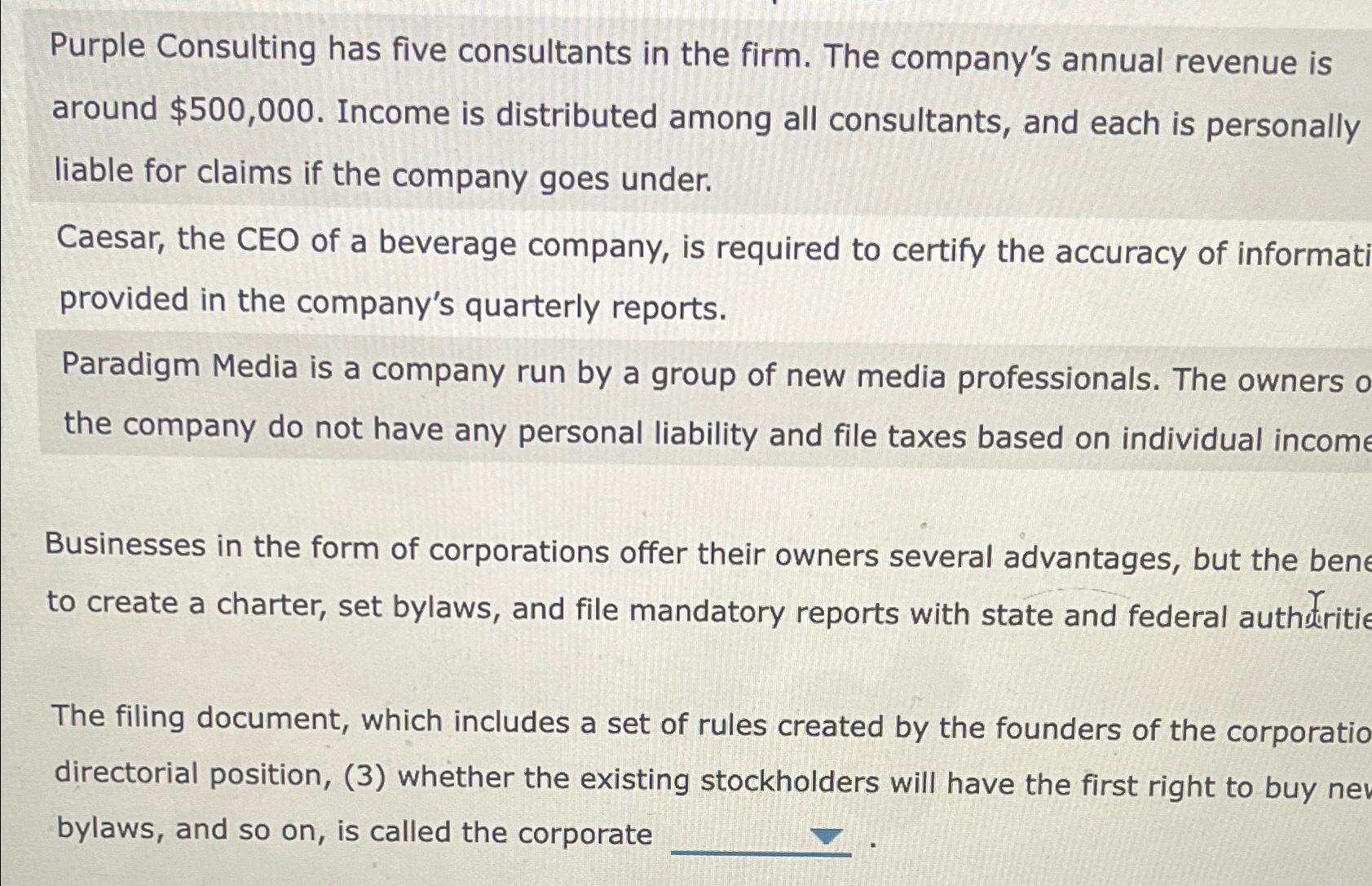 Solved Purple Consulting has five consultants in the firm. | Chegg.com