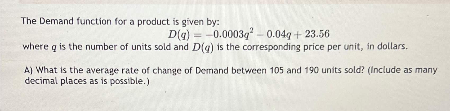Solved The Demand function for a product is given | Chegg.com