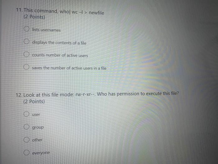 Solved 7. To copy a file under UNIX, you use the (2 points) | Chegg.com