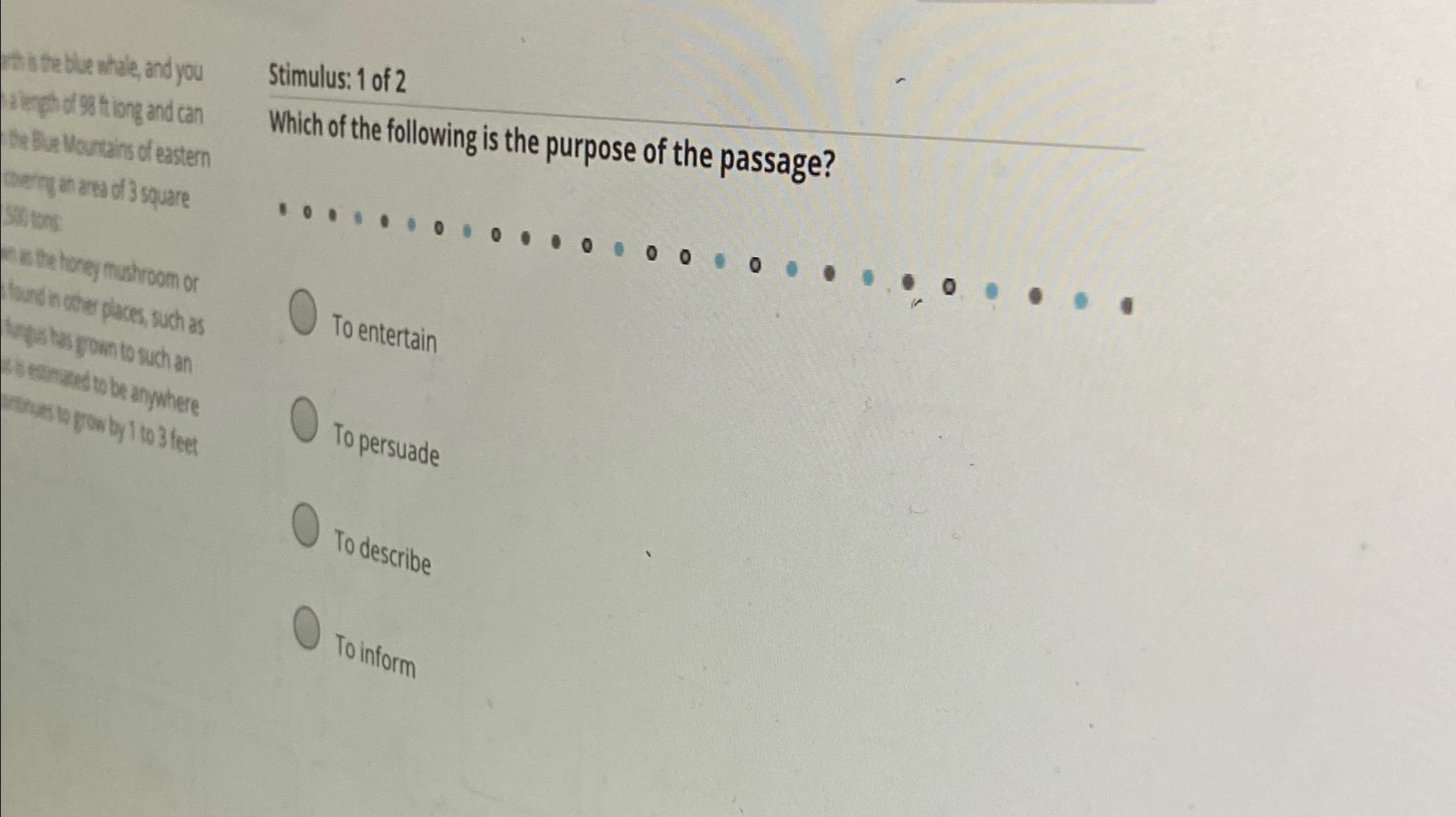 Solved Stimulus: 1 ﻿of 2Which of the following is the | Chegg.com