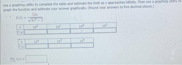 Solved Use a graphing utility to complete the table and | Chegg.com