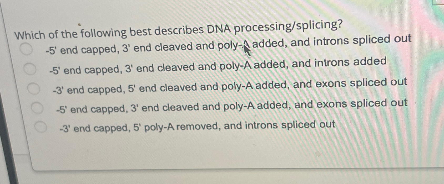 Solved Which of the following best describes DNA | Chegg.com