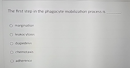 Solved The first step in the phagocyte mobilization process | Chegg.com