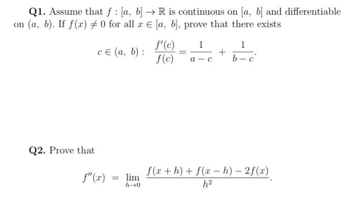 Solved Q1. Assume that f:[a,b]→R is continuous on [a,b] and | Chegg.com