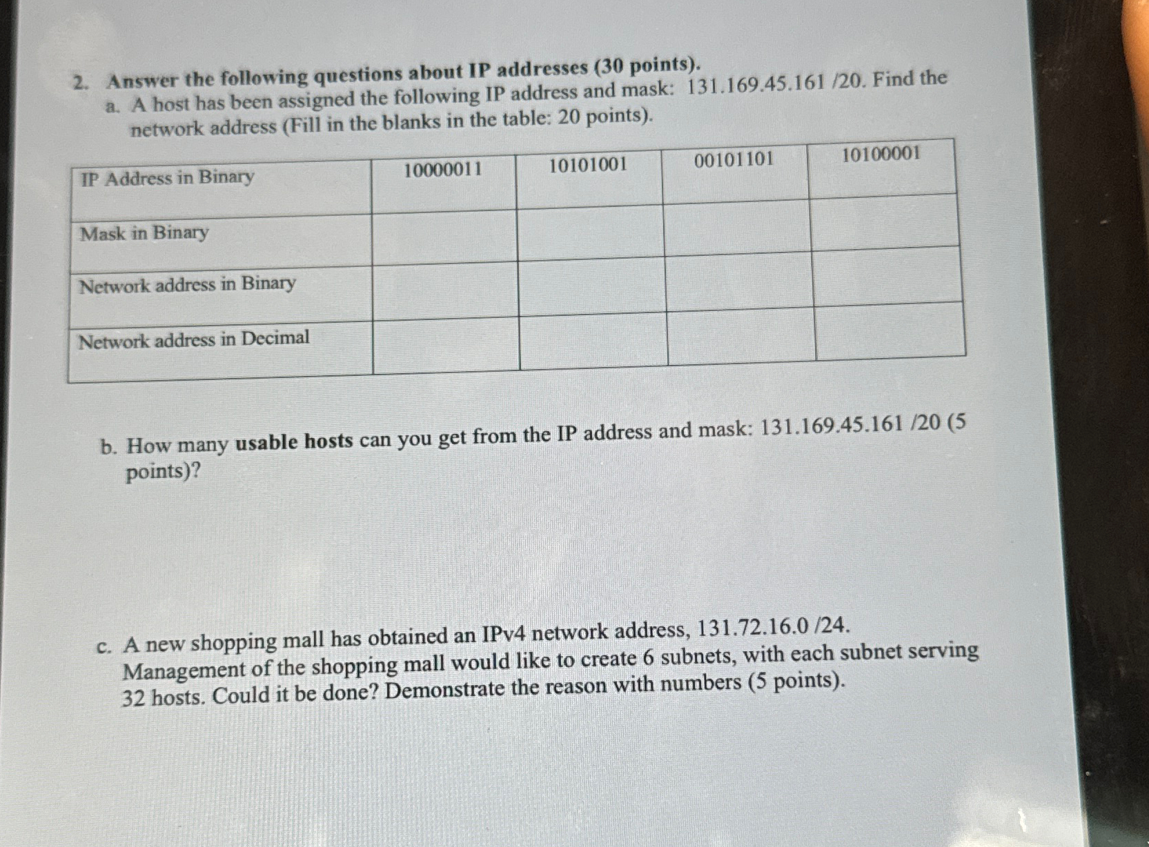 Solved Answer the following questions about IP addresses | Chegg.com