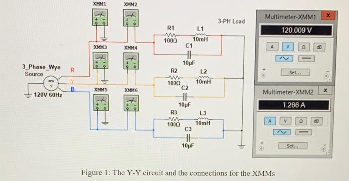 Solved XMM1 XMM2 X 3.PH Load Multimeter-XMM1 120.009 V XMM3 | Chegg.com