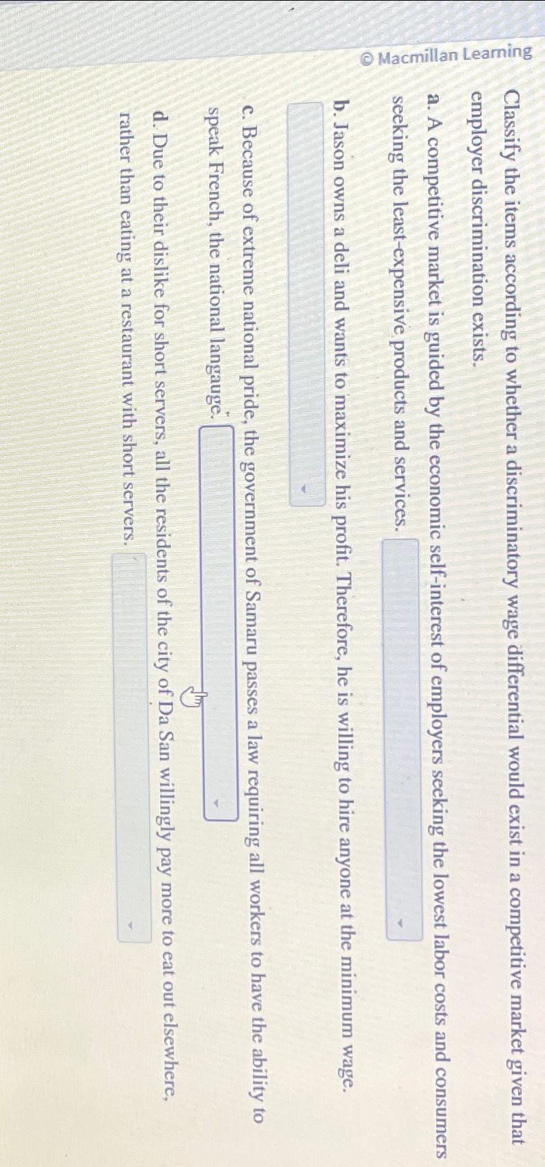 Solved D. E ﻿Classify the items according to whether a | Chegg.com