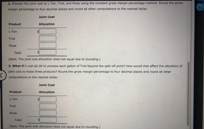 Solved Allocating Joint Costs Using the Constant Gross | Chegg.com