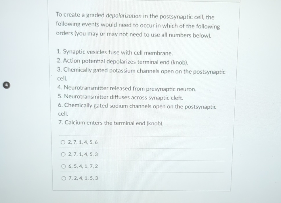 To create a graded depolarization in the postsynaptic | Chegg.com