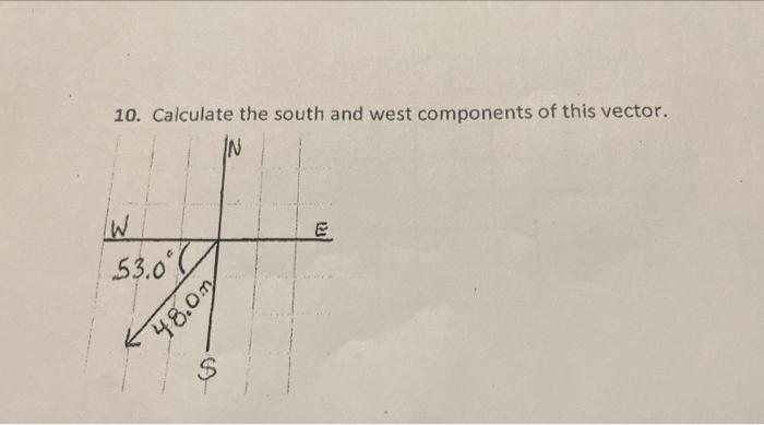 Solved 10. Calculate the south and west components of this | Chegg.com