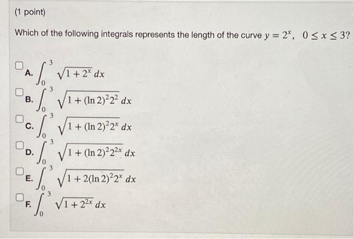 Solved (1 point) Which of the following integrals represents | Chegg.com