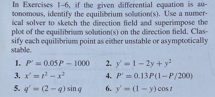 Solved In Exercises 1-6, if the given differential equation | Chegg.com