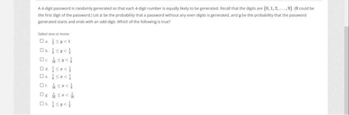 Solved A4-digit password is randomly generated so that each | Chegg.com