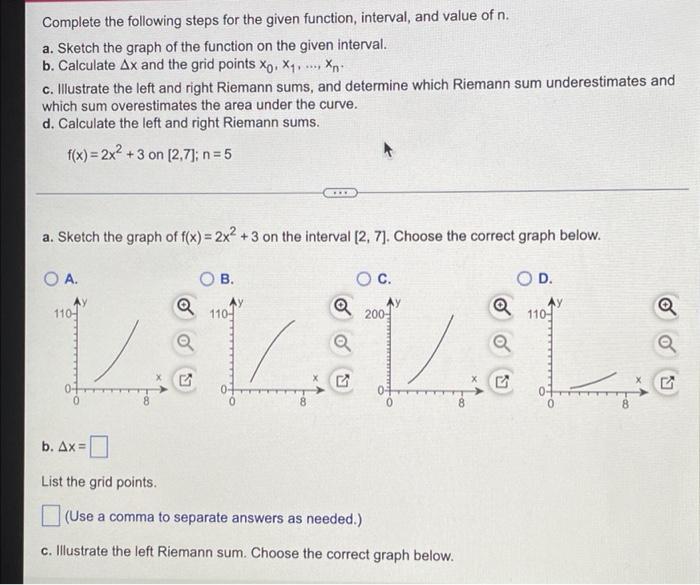 Solved Complete the following steps for the given function, | Chegg.com