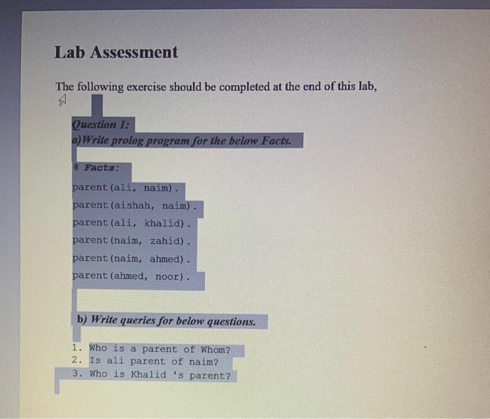 Solved Lab Assessment The following exercise should be | Chegg.com
