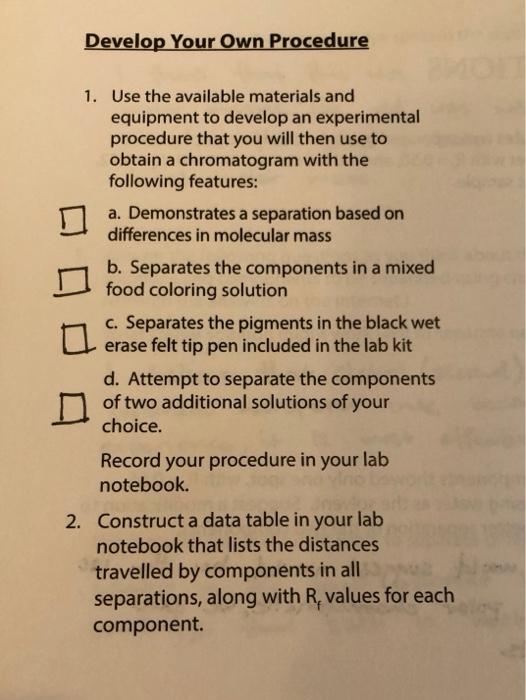 Solved Advanced Chemistry PAPER CHROMATOGRAPHY a Goal To | Chegg.com