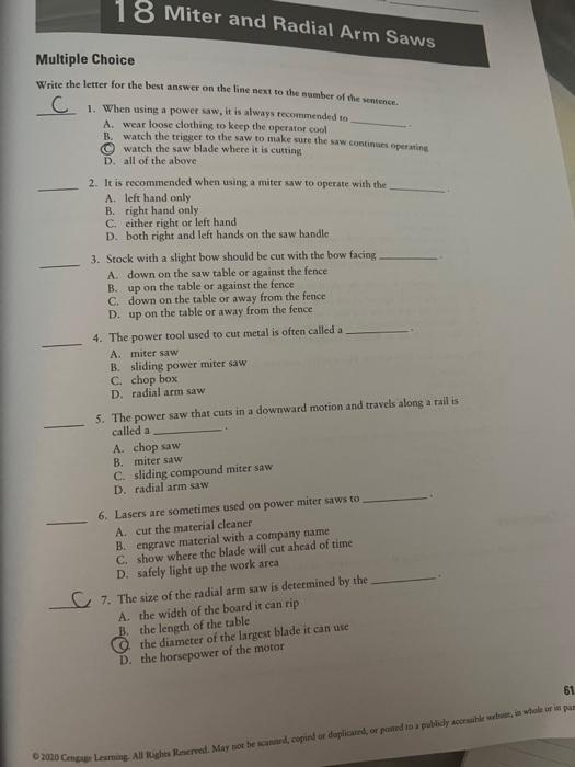 Solved Write the letter for the best answer on the line next | Chegg.com