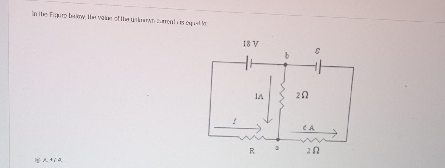 Solved In the Figure below, the value of the unknown current | Chegg.com