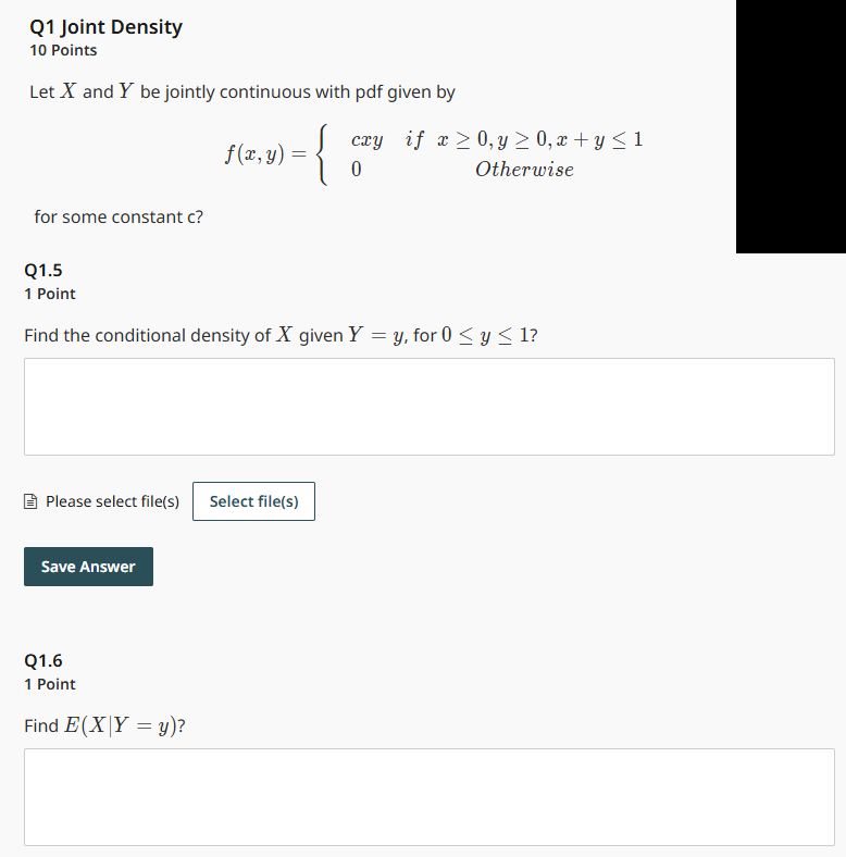 Solved Q1 ﻿Joint Density10 ﻿PointsLet x ﻿and Y be ﻿jointly | Chegg.com