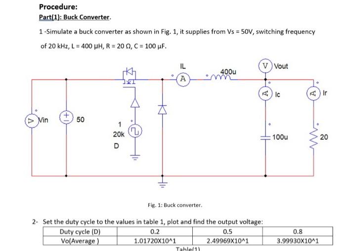 Solved Procedure Part1 Buck Converter 1 Simulate A 