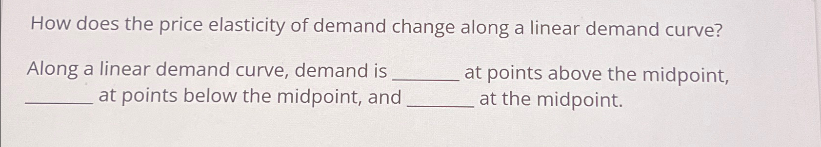 Solved How does the price elasticity of demand change along | Chegg.com