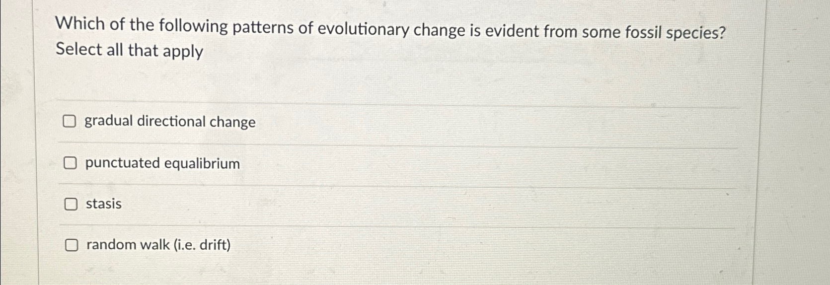 Solved Which of the following patterns of evolutionary | Chegg.com