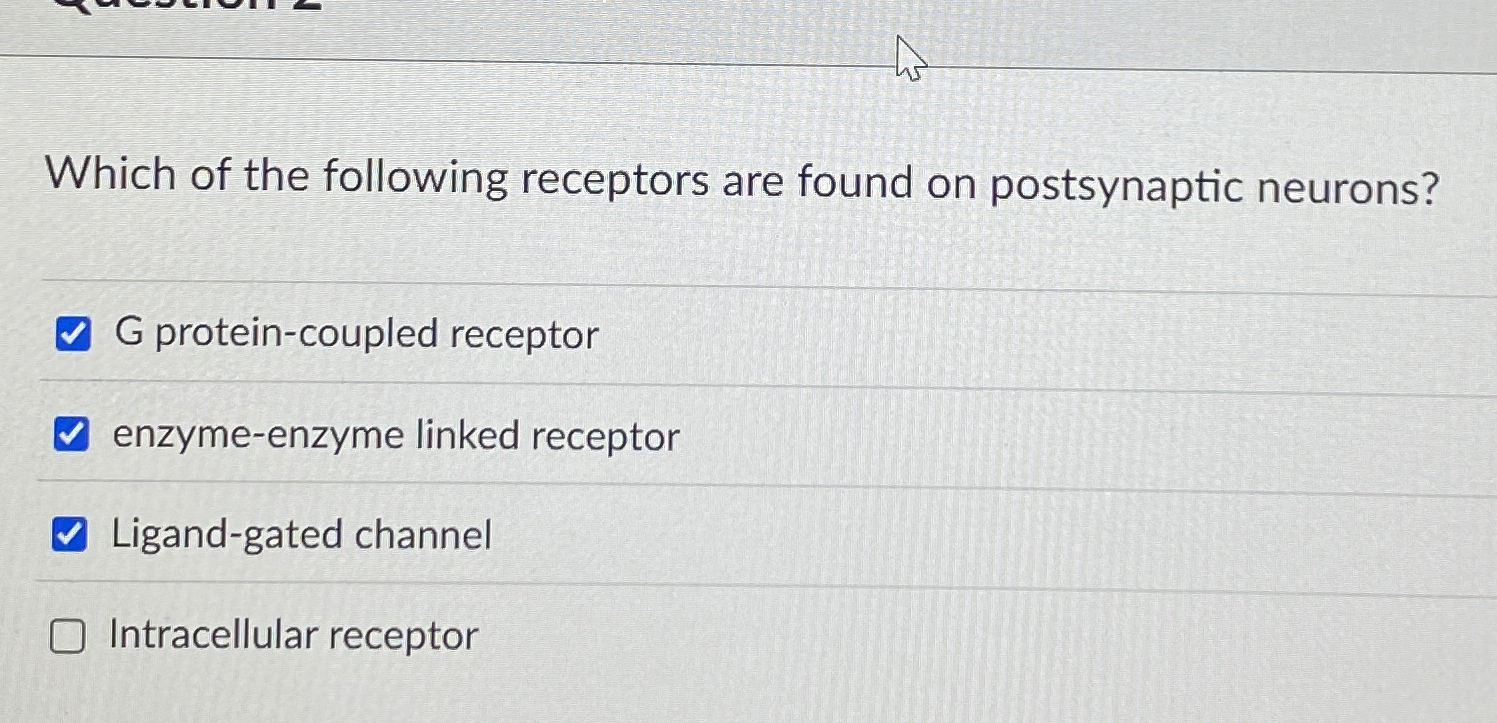 Solved Which of the following receptors are found on | Chegg.com