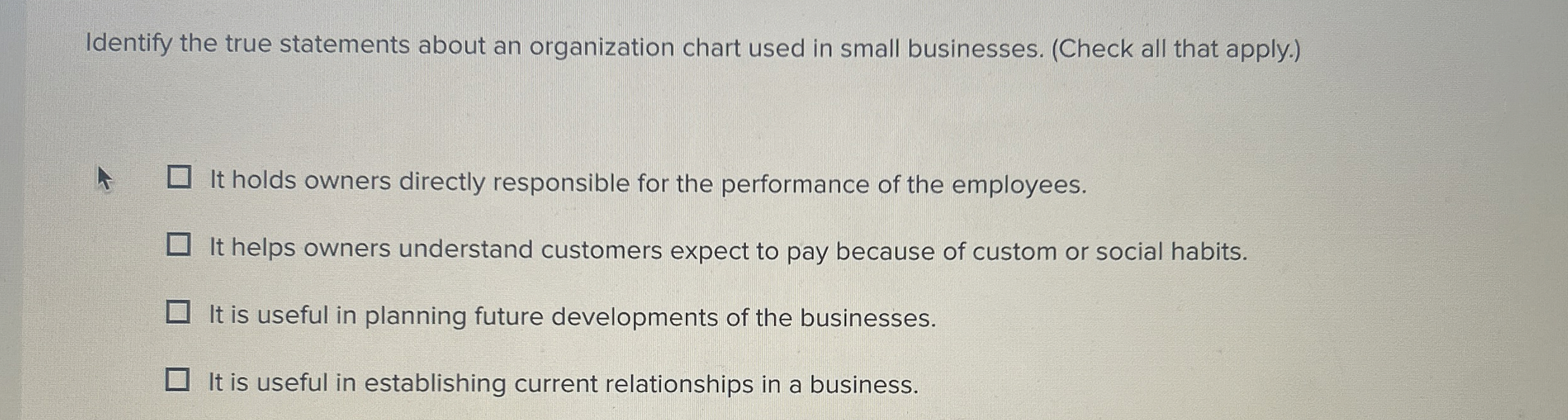 Solved Identify the true statements about an organization | Chegg.com