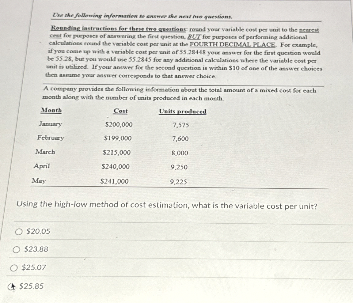 Solved Use the following information to answer the neat two | Chegg.com