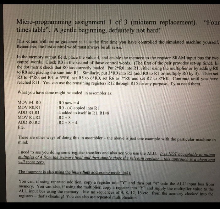 Micro-programming assignment 1 of 3 (midterm | Chegg.com