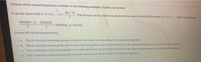 Solved Choose which reasoning process is shown in the | Chegg.com