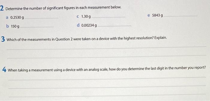 Solved determine the number of significant figures in each | Chegg.com