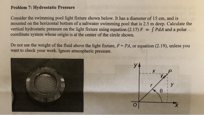 Solved Problem 7: Hydrostatic Pressure Consider the swimming | Chegg.com