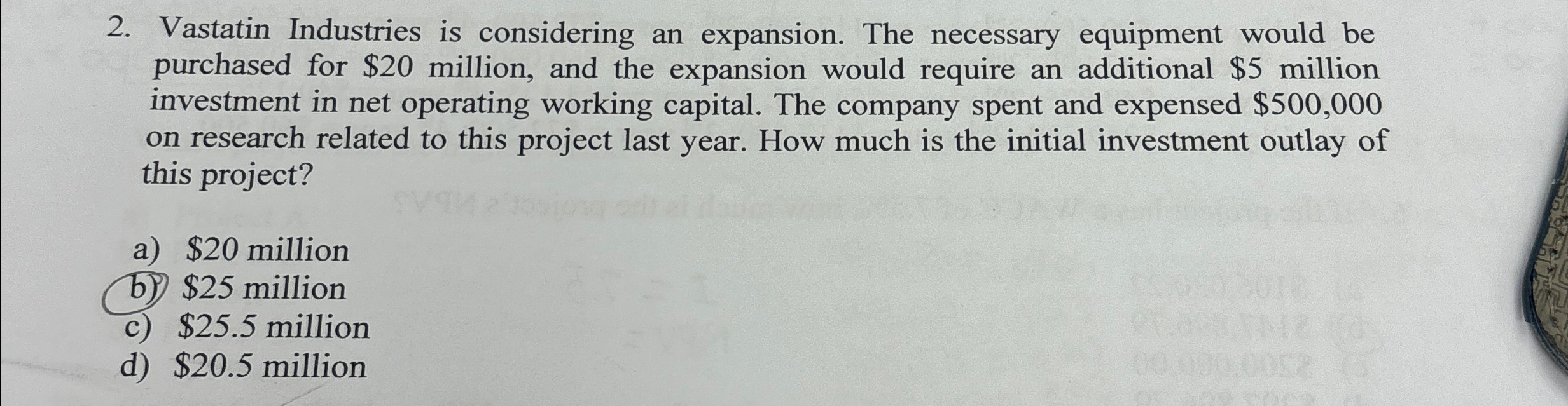Solved Vastatin Industries is considering an expansion. The | Chegg.com