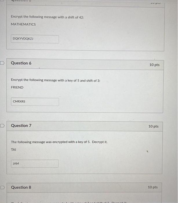 Solved D www Encrypt the following message with a shift of | Chegg.com