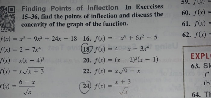 Solved Finding Points of Inflection In Exercises 15–36, find | Chegg.com