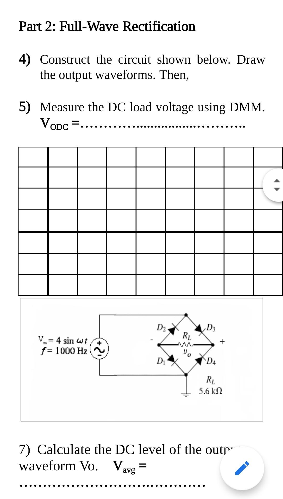 Solved Part 1: Half-Wave Rectification 1) Construct the | Chegg.com