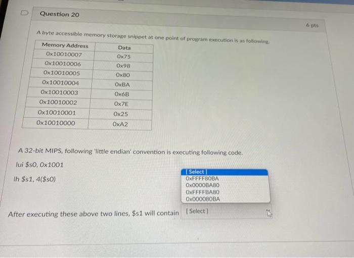 Solved A byte accessible memory storase sninnat ak ne point | Chegg.com