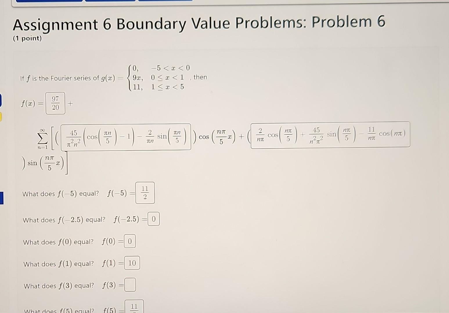 Solved Assignment 6 Boundary Value Problems: Problem 6 (1 | Chegg.com